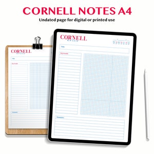 Digital Note Template Cornell Method A4 Professional Digital Note ...