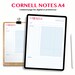Digital Note Template Cornell Method A4 Professional Digital Note ...