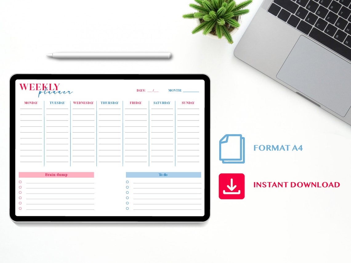 Digital Template Weekly Planner A4 Organize Your Week in Style PDF ...