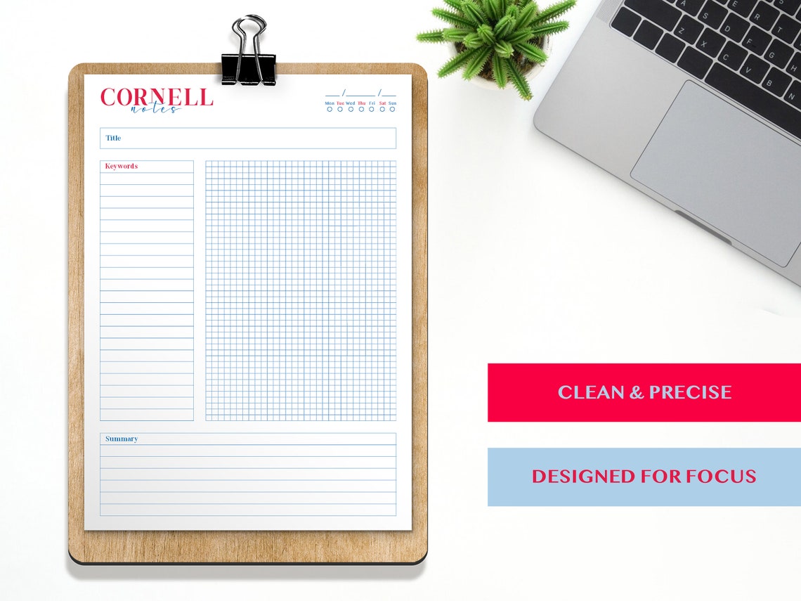 Digital Note Template Cornell Method A4 Professional Digital Note ...