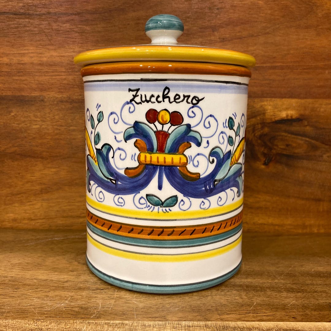 Ricco Deruta Majolica Italian Ceramic Pottery Zucchero Sugar Jar ...