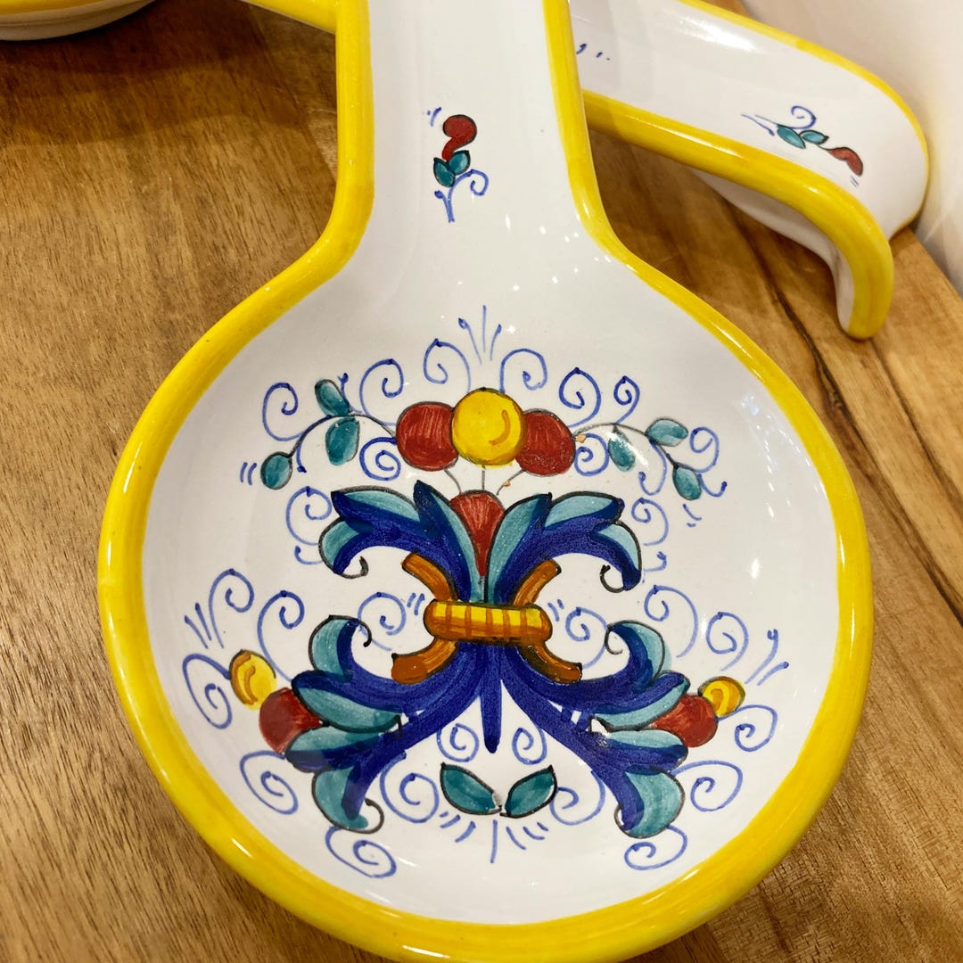 Ricco Deruta Italian Ceramic Majolica Pottery Spoon Rest Handcrafted ...