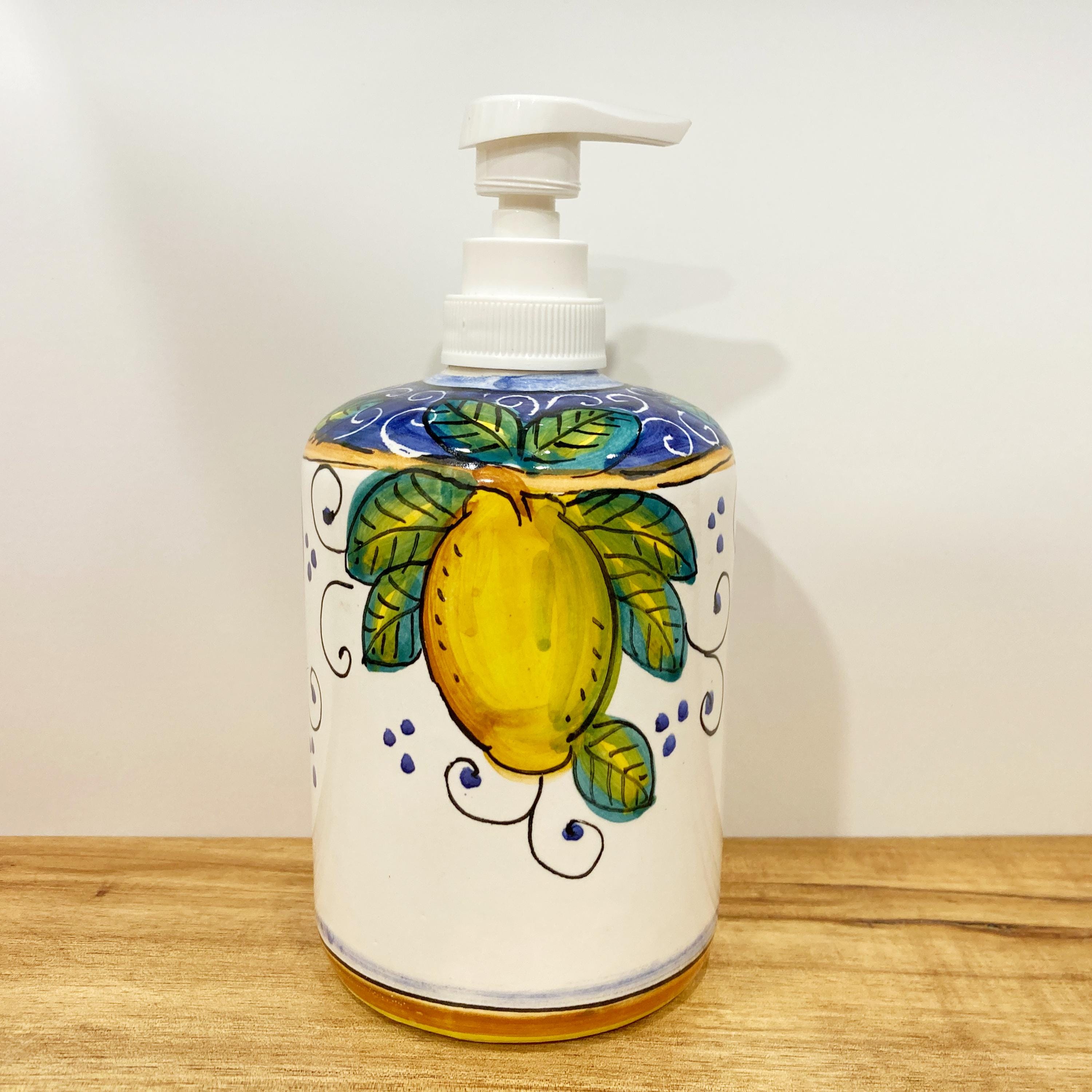 Lemons Majolica Italian Ceramic Pottery Bathroom Liquid Hand Soap ...
