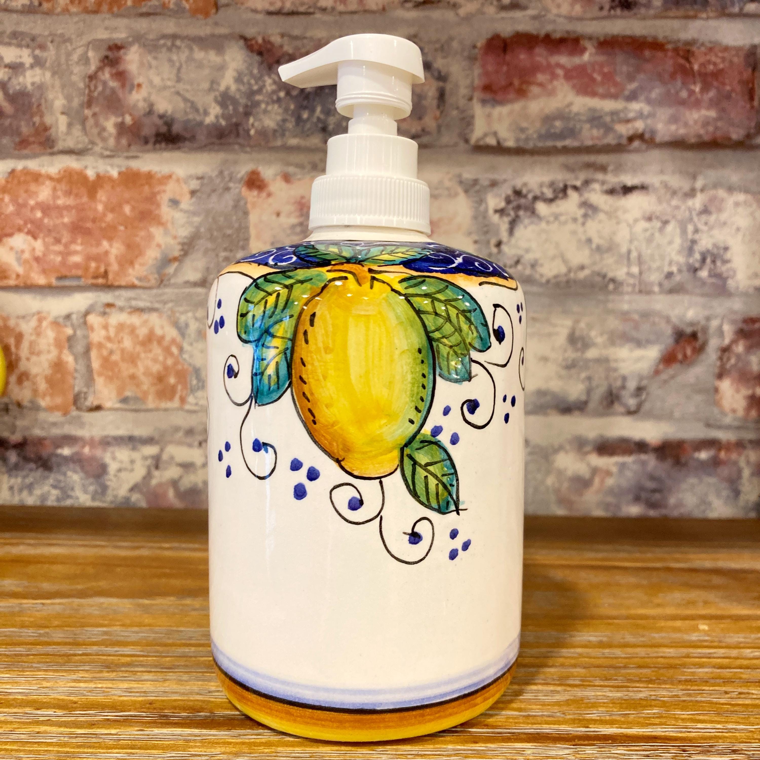 Lemons Majolica Italian Ceramic Pottery Bathroom Liquid Hand Soap ...