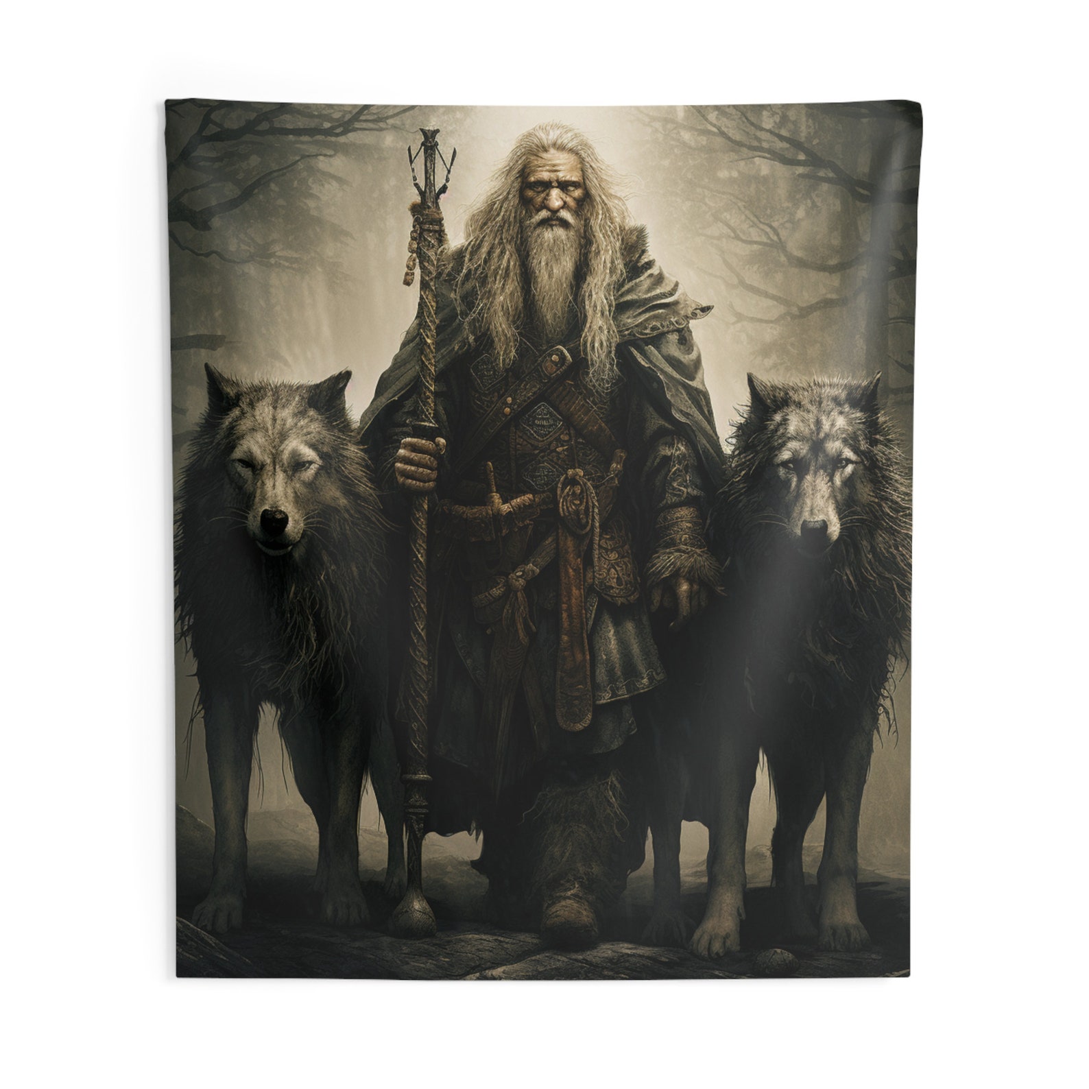 Black Odin All Father Wall Tapestries. Norse Gift, Odin Wanderer, All ...