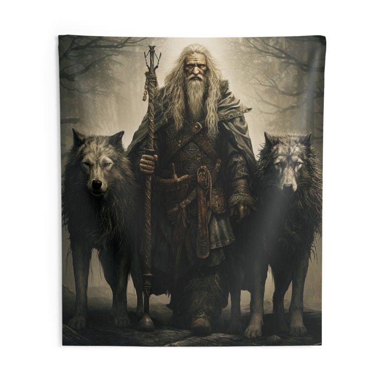 Black Odin All Father Wall Tapestries. Norse Gift, Odin Wanderer, All ...