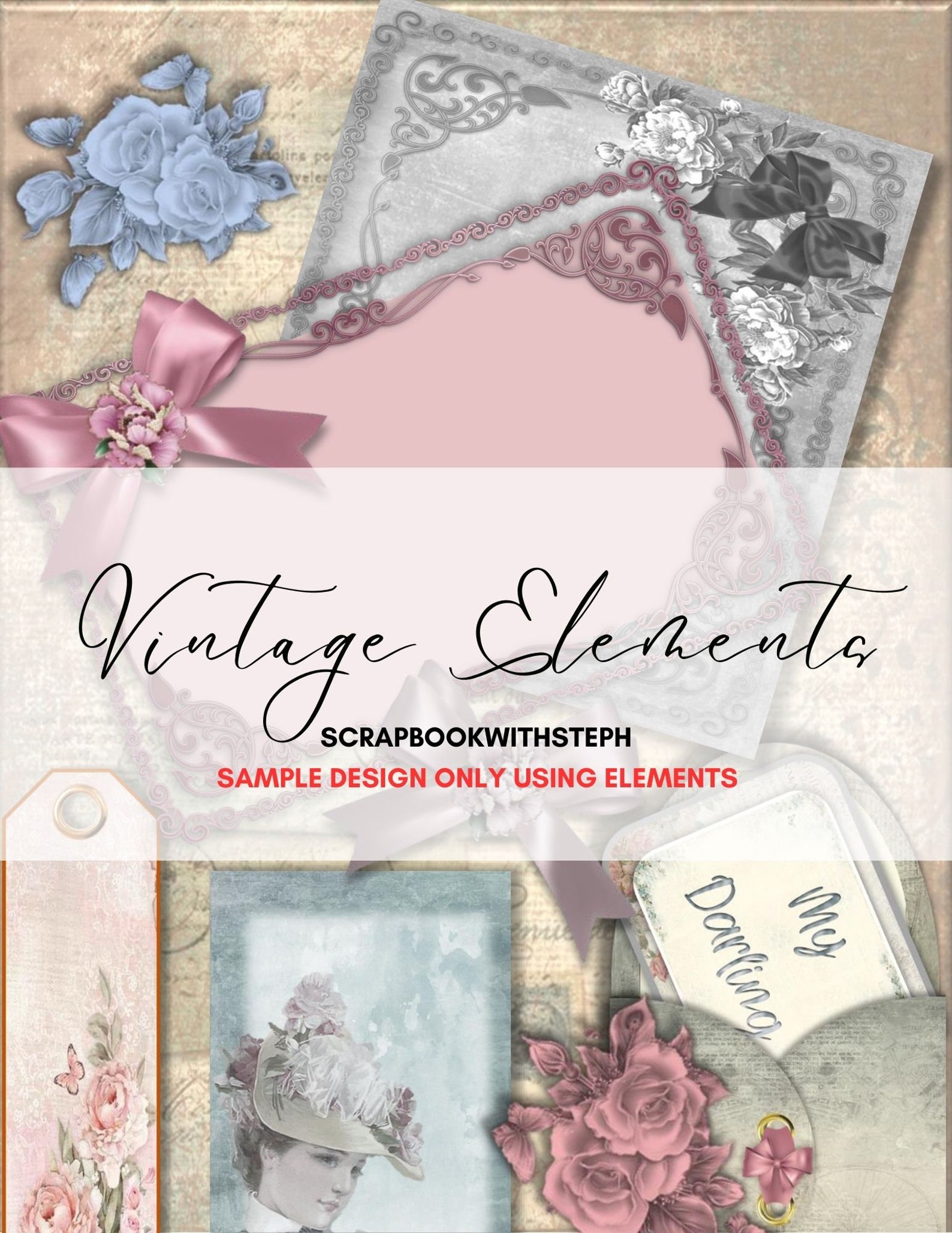 100 Vintage Elements, Vintage Printable, Junk Journal, Scrapbooking ...