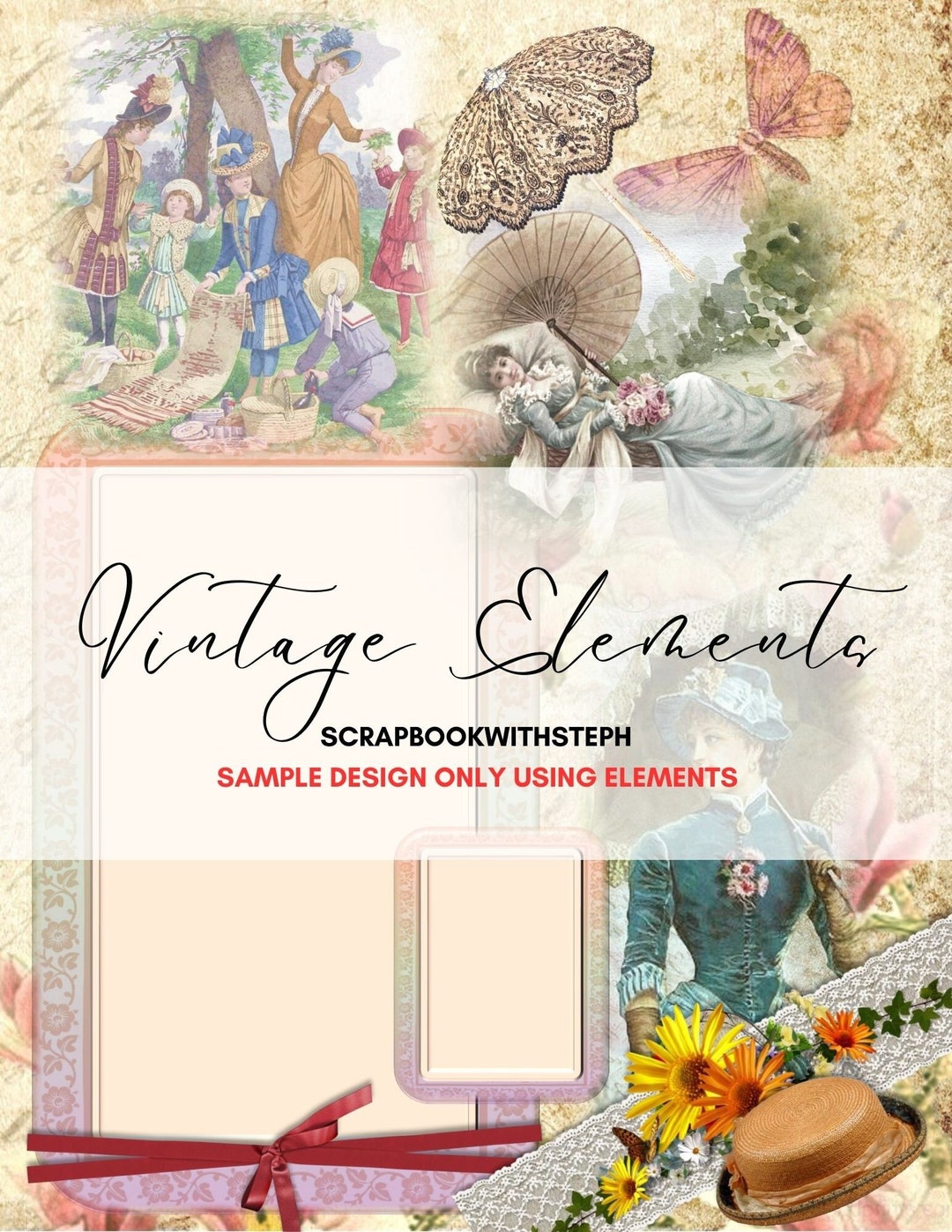 100 Vintage Elements, Vintage Printable, Junk Journal, Scrapbooking ...