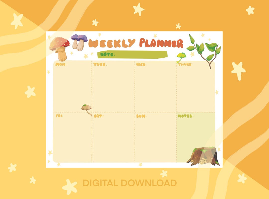 Autumn Weekly Planner Printable, Digital Download File in 8.5x11, Cute ...