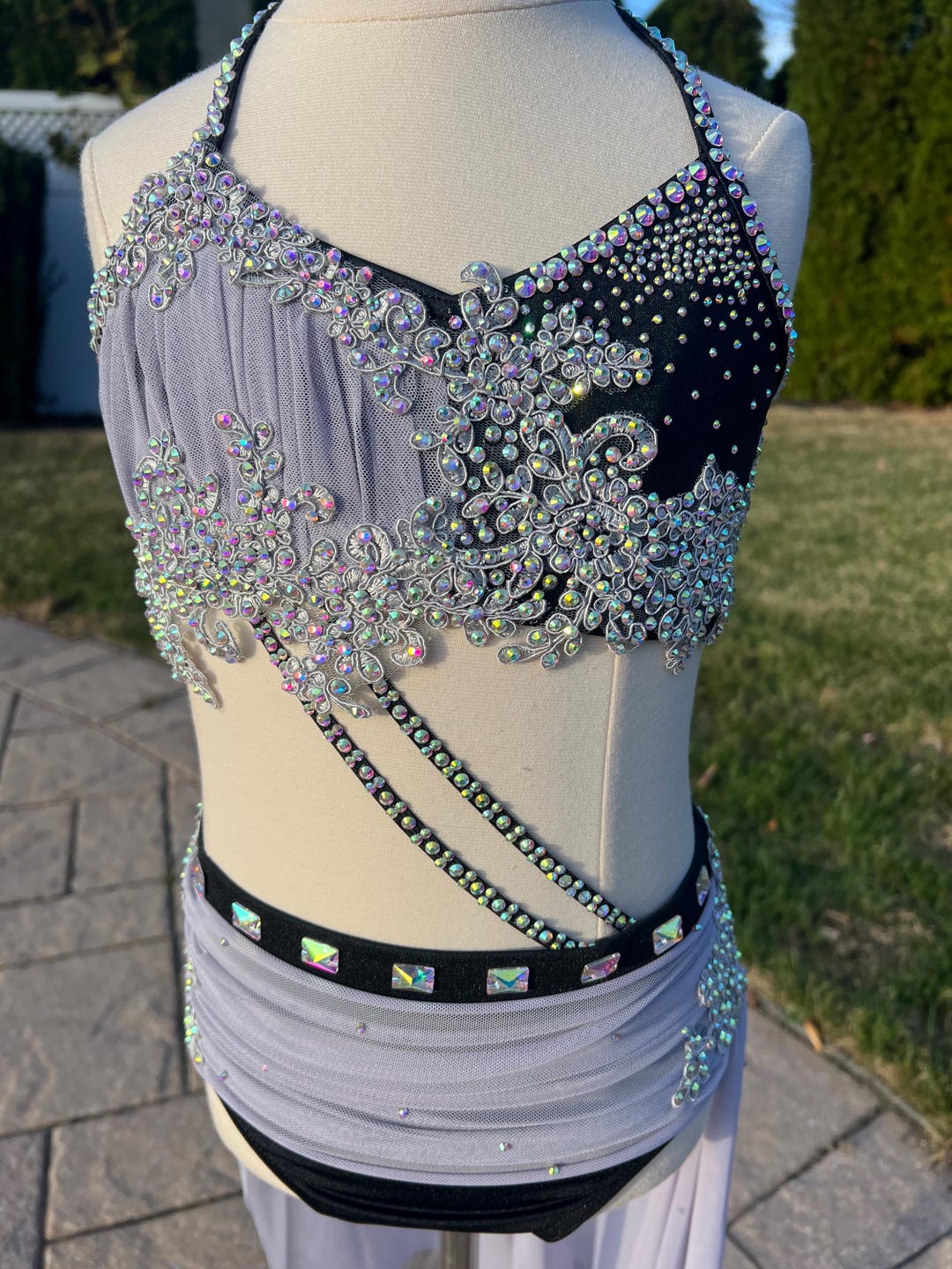 Black and Gray Halter Neck Dance Costume Girls - Etsy