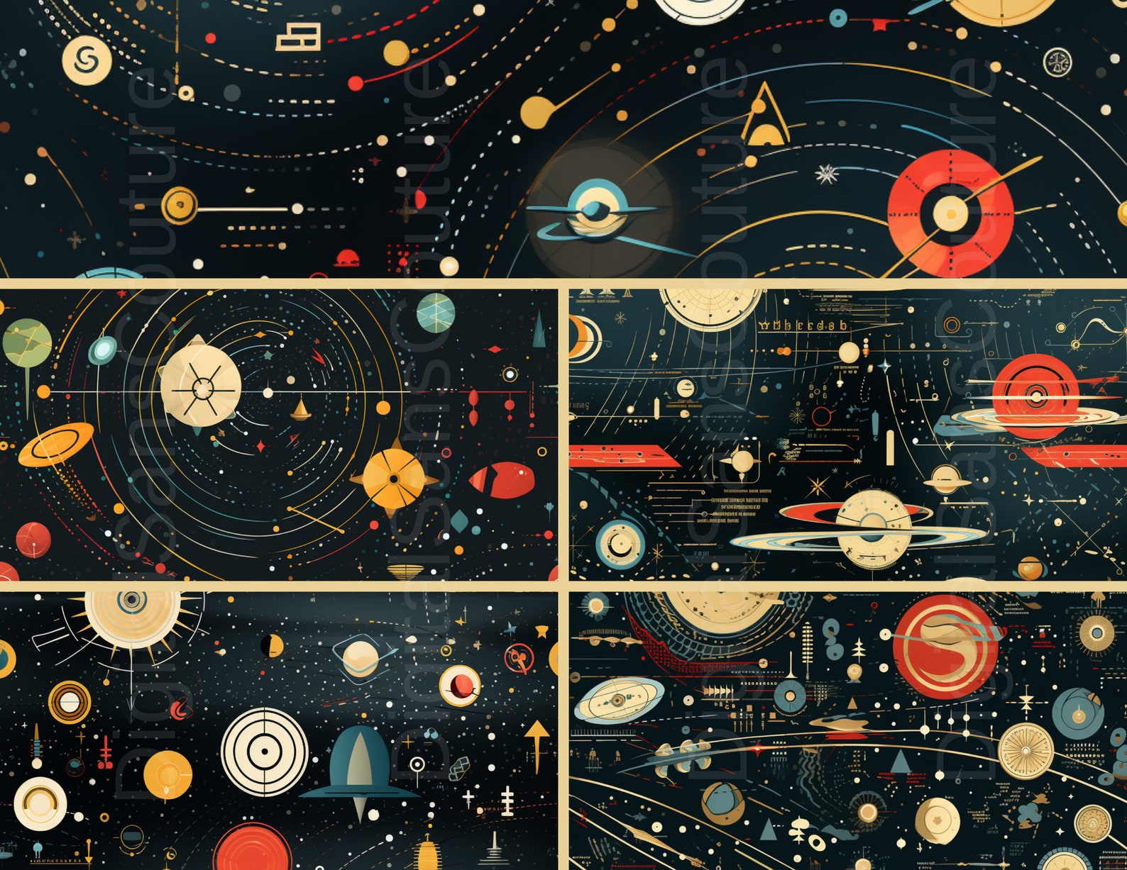 Abstract Space Seamless Patterns - Wallpaper, Fabric, Crafts - Instant ...