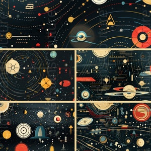 Abstract Space Seamless Patterns - Wallpaper, Fabric, Crafts - Instant ...