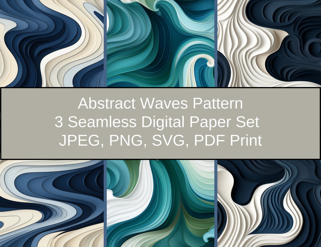 Abstract Wavy Lines Pattern SVG PNG Modern Wall Art Digital Download ...