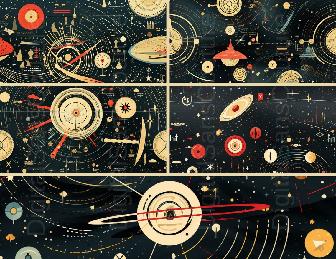 Abstract Space Seamless Patterns - Wallpaper, Fabric, Crafts - Instant ...