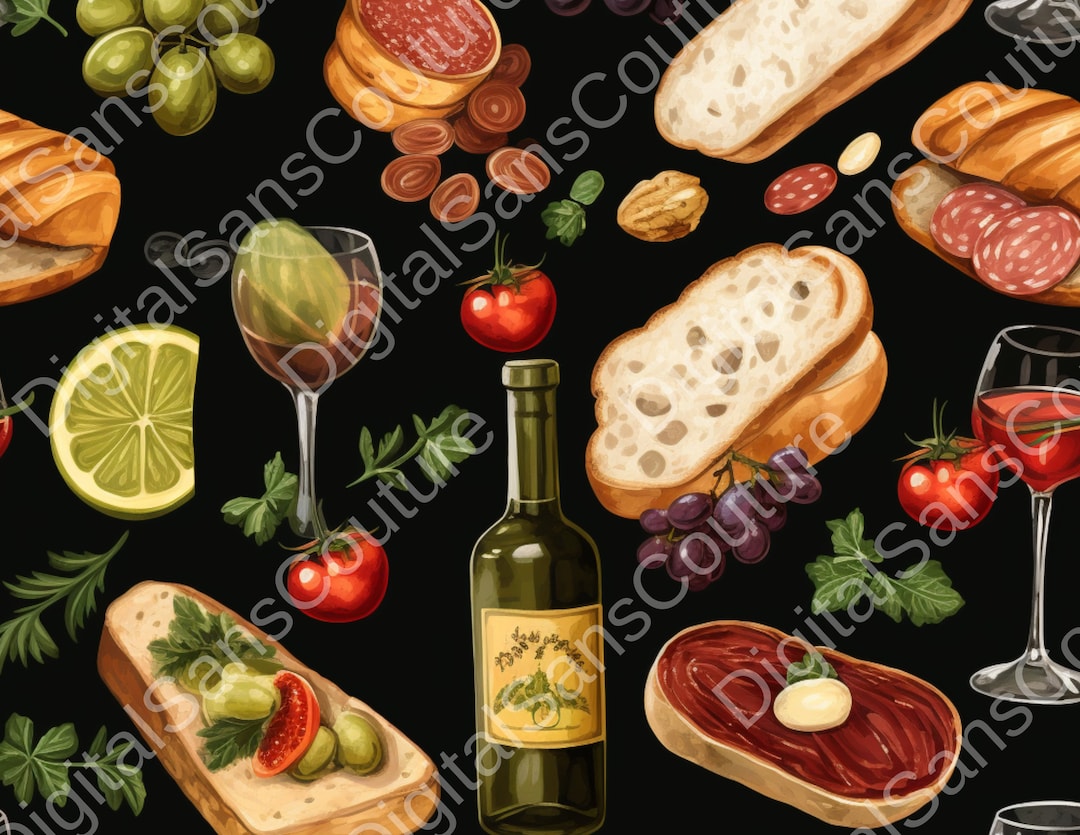 Italian Cuisine Seamless Pattern Perfect for Kitchen Decor, Culinary ...