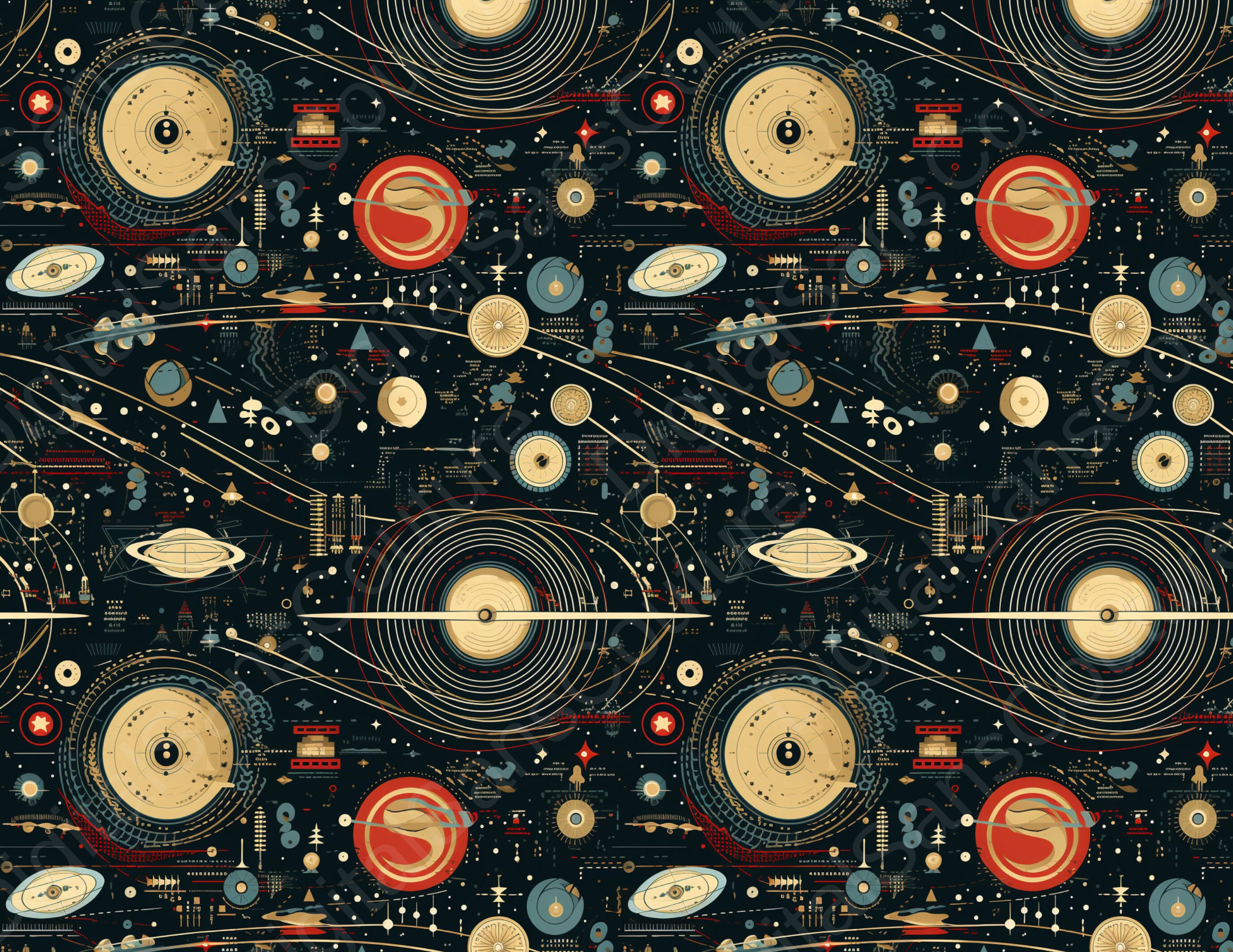 Abstract Space Seamless Patterns - Wallpaper, Fabric, Crafts - Instant ...