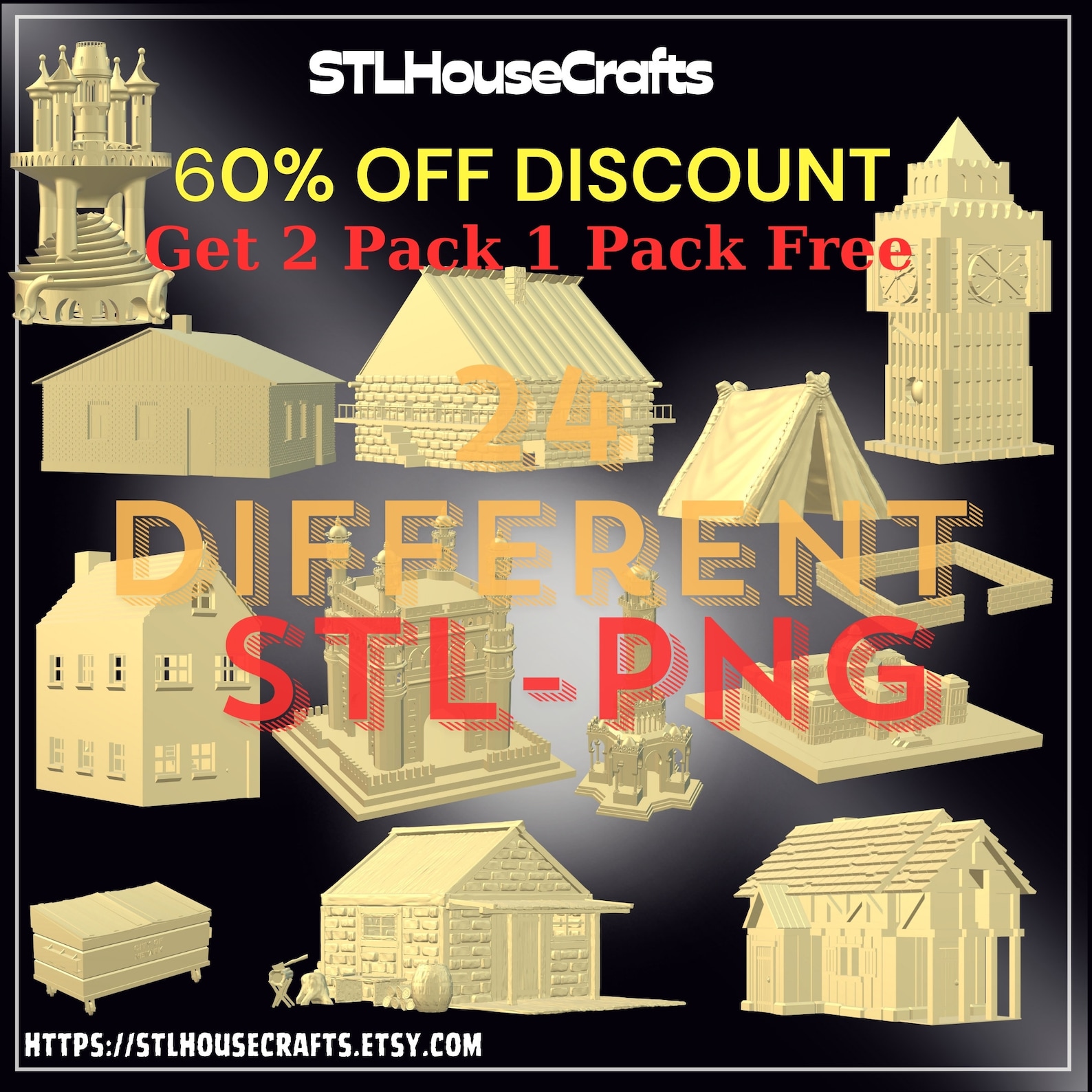 3D Buildings Castles Miniatures STL Bundle,ready to Print,castles ...