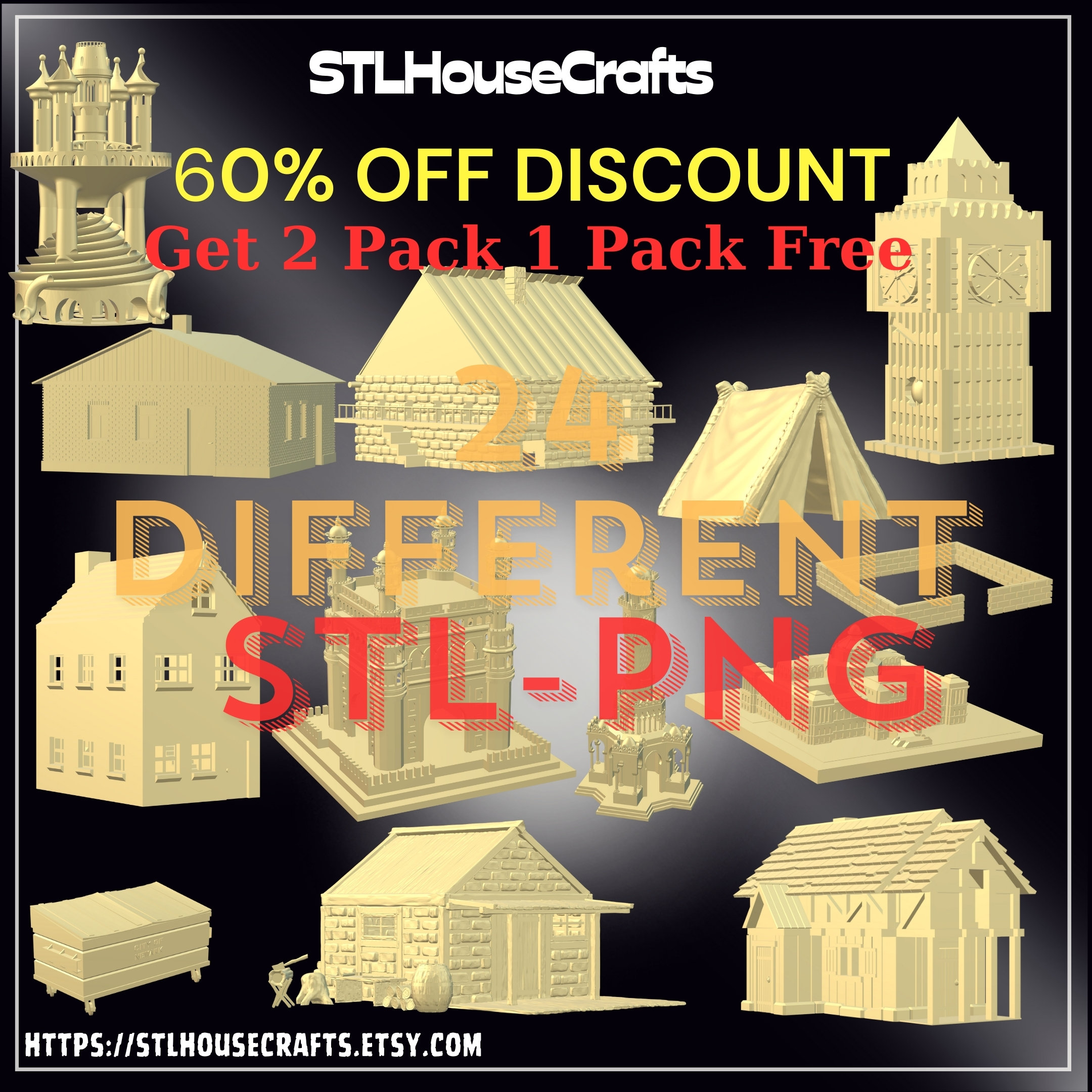 3D Buildings Castles Miniatures STL Bundle,ready to Print,castles ...