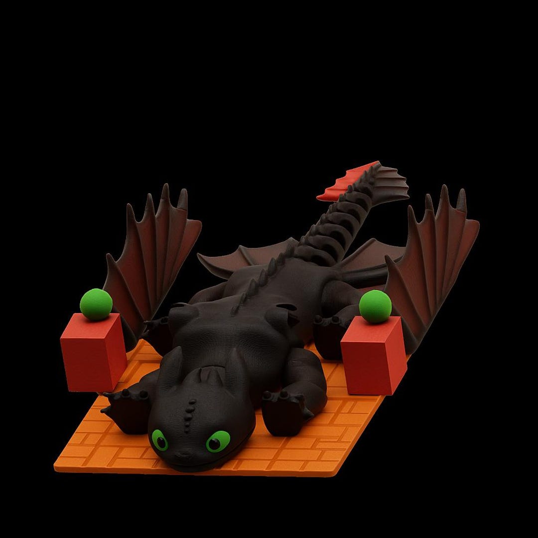 Articulated Toothless Night Fury STL: Flexible 3D Print-in-place Model ...