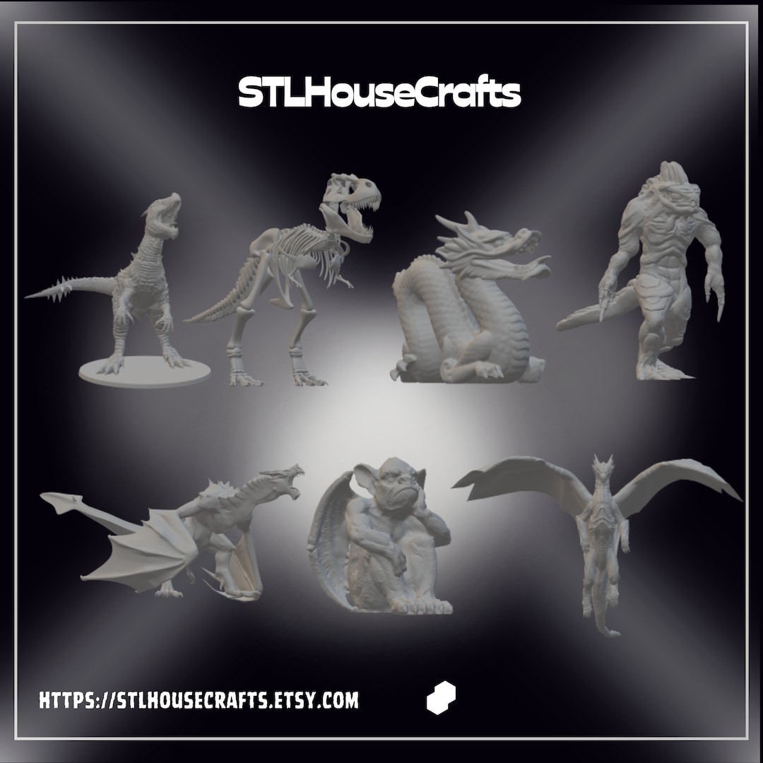Dinosaur Pack 24 Different STL-PNG Model Decor With 3D Print Stl Files ...