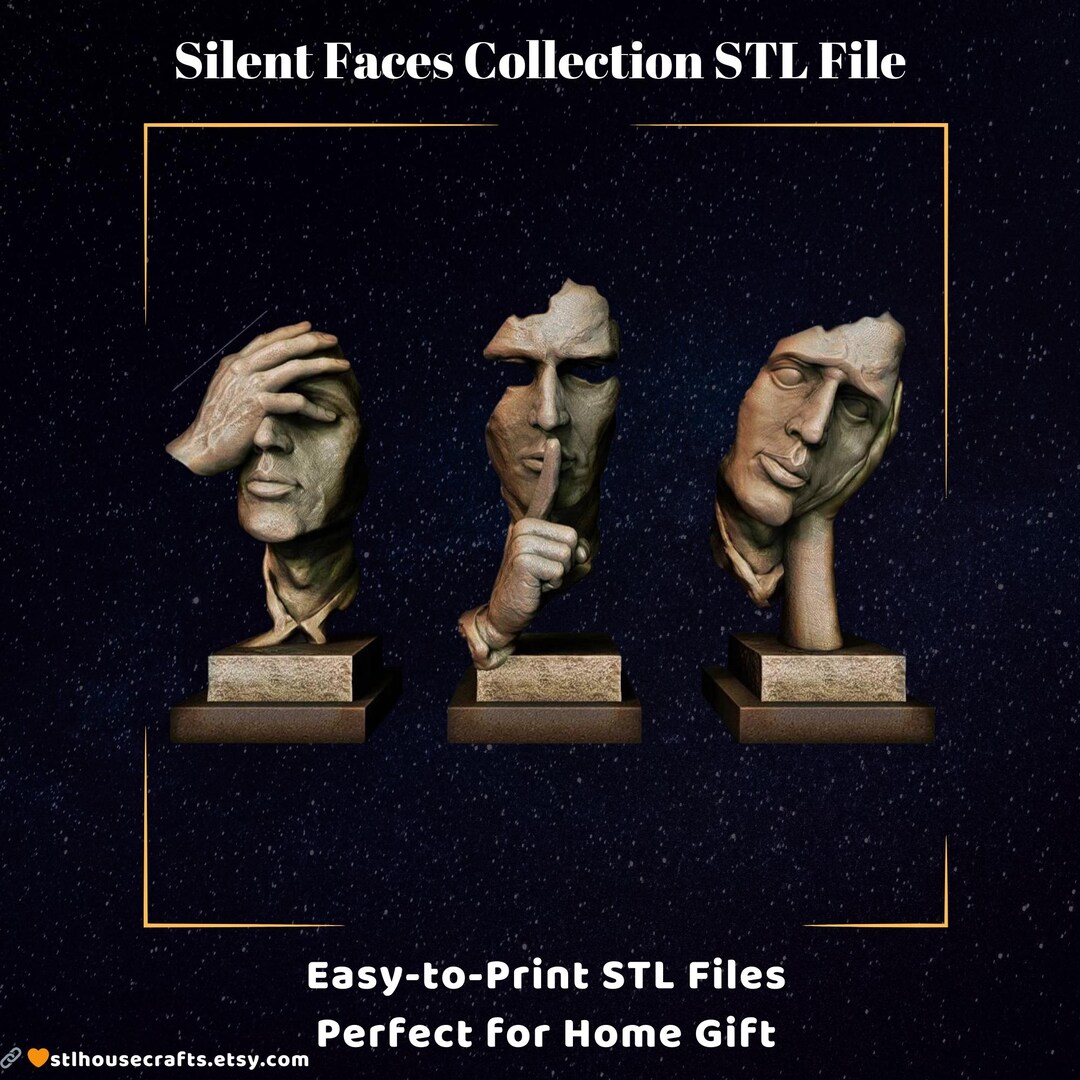 Silent Faces Sculpture STL File | Modern Minimalist Art (digital ...