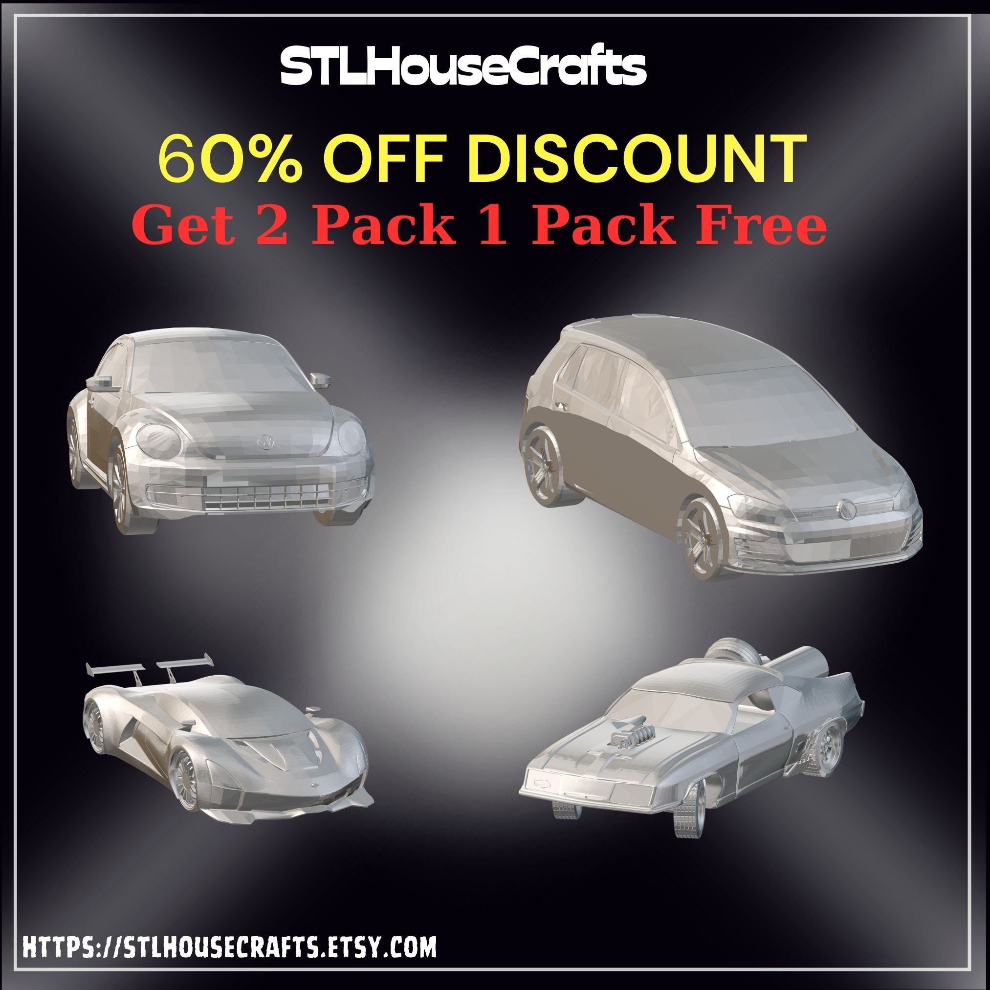 Sports Car STL Files: 3D Printing Model Mega Pack (digital Download) - Etsy