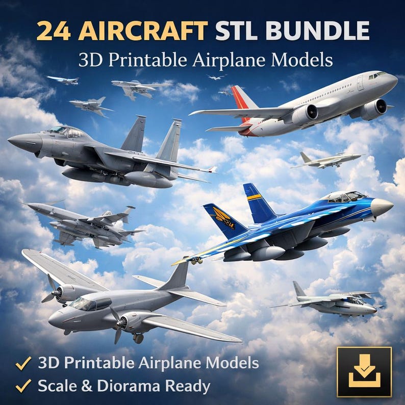 24 Aircraft STL Bundle – 3D Printable Airplane Models for Scale ...
