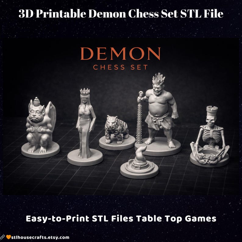 Demon Chess Set STL – Fantasy 3D Printable Chess Pieces - Etsy