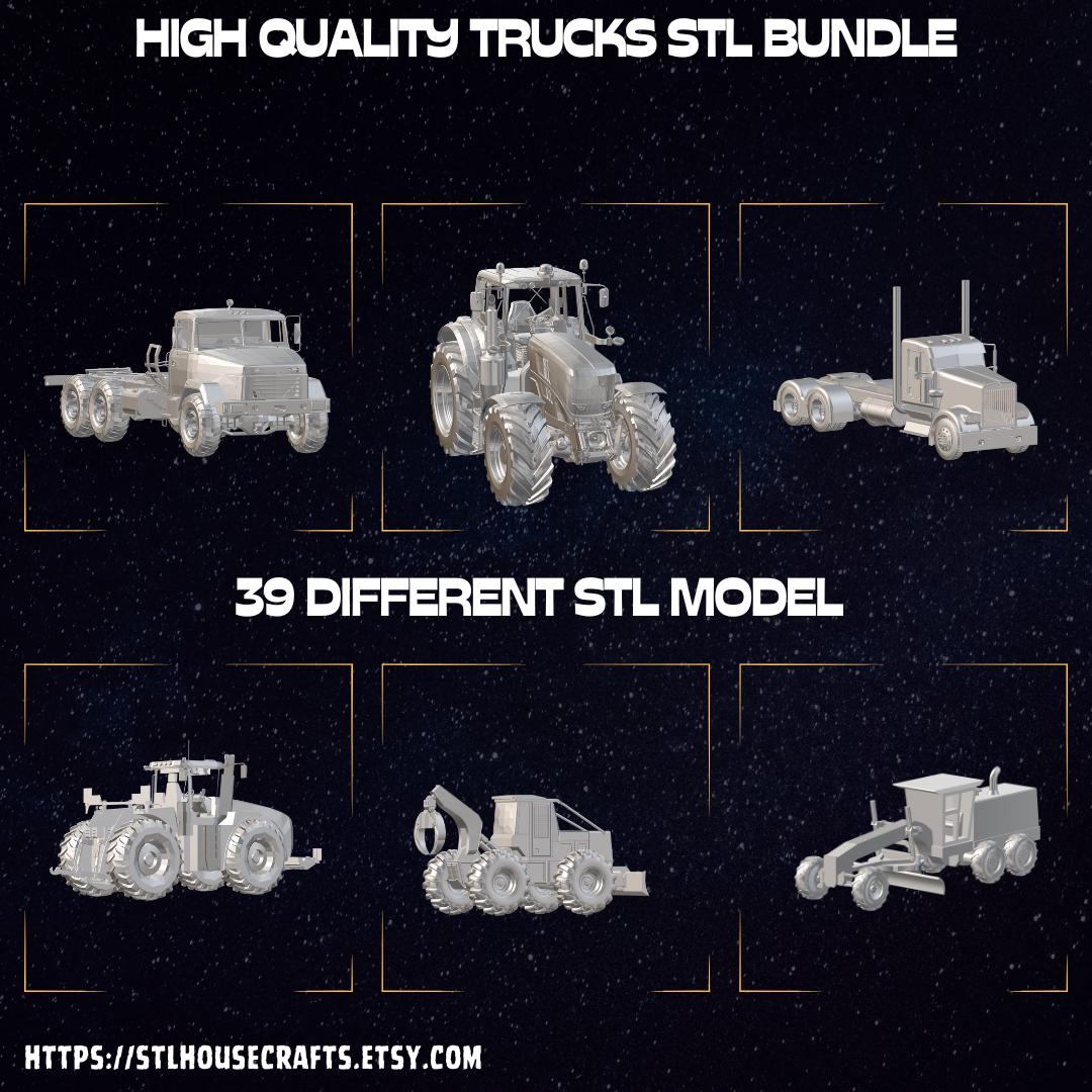 3D Printing Vehicle STL Bundle: 39 Car, Truck & Machine Models (digital ...