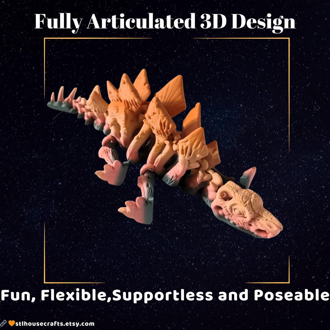Flexi Stegosaurus STL: Articulated 3D Print Dinosaur Fidget Toy - Etsy
