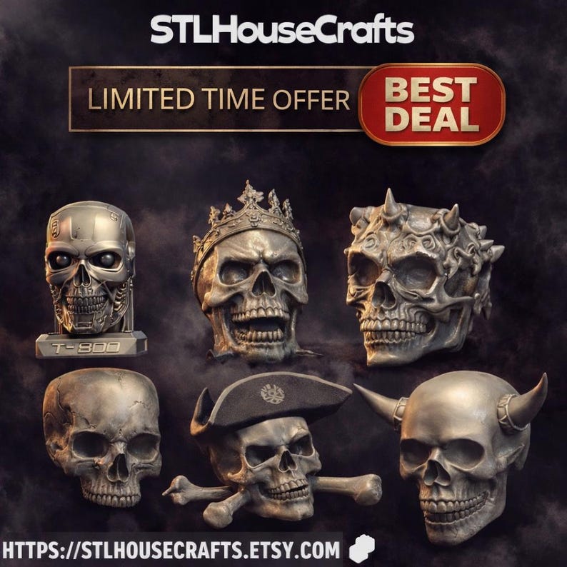 25 Skull STL Bundle – Gothic & Horror 3D Printable Models for Decor ...