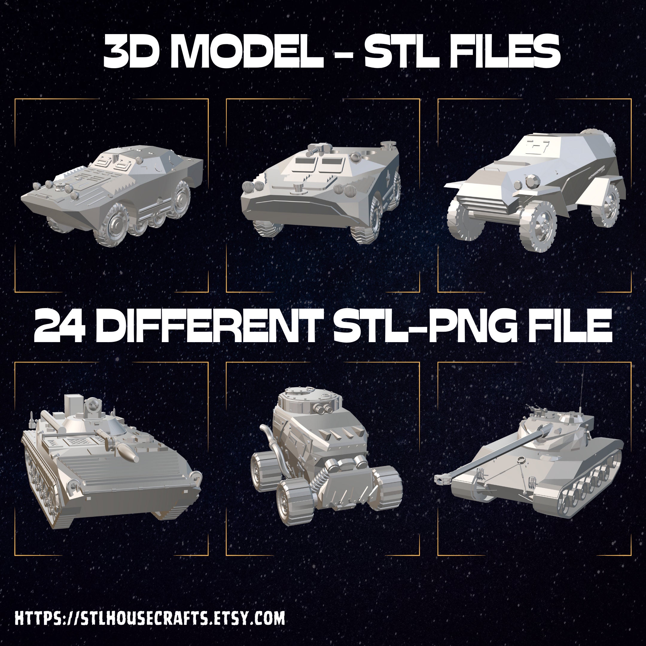 24 Different Tanks,military Vehicle STL File, Pack of 25, 3D Model, 3D ...