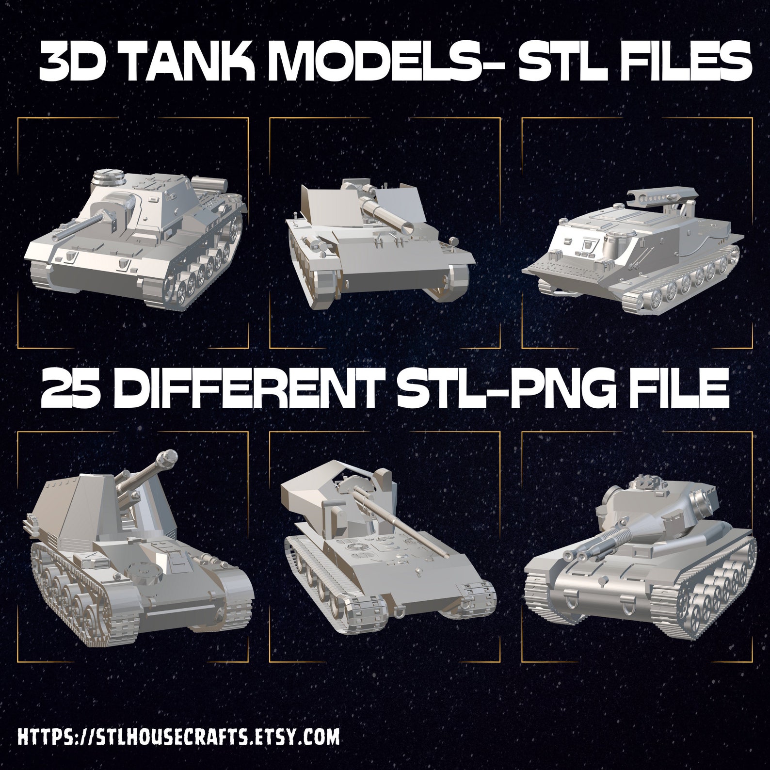 25 Tank STL Files Bundle: High Detail Military Vehicle Models (digital ...