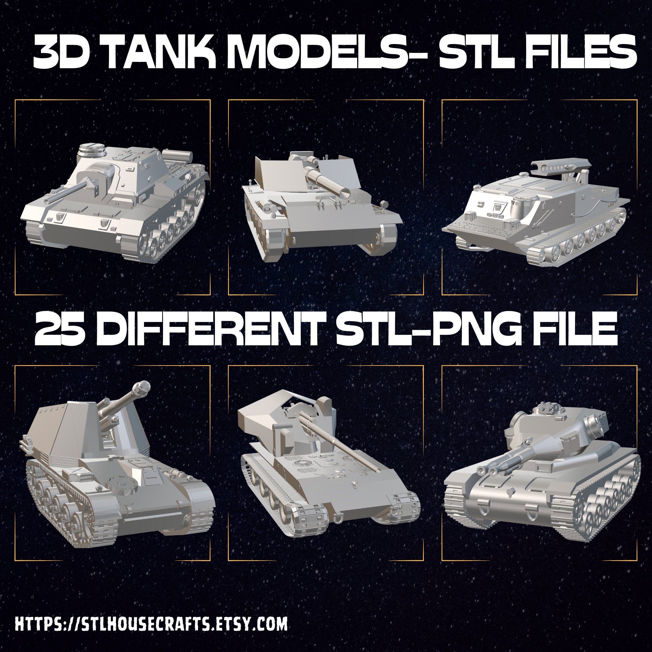 25 Different Tank STL Files Bundle - Printable Military Vehicles - High ...