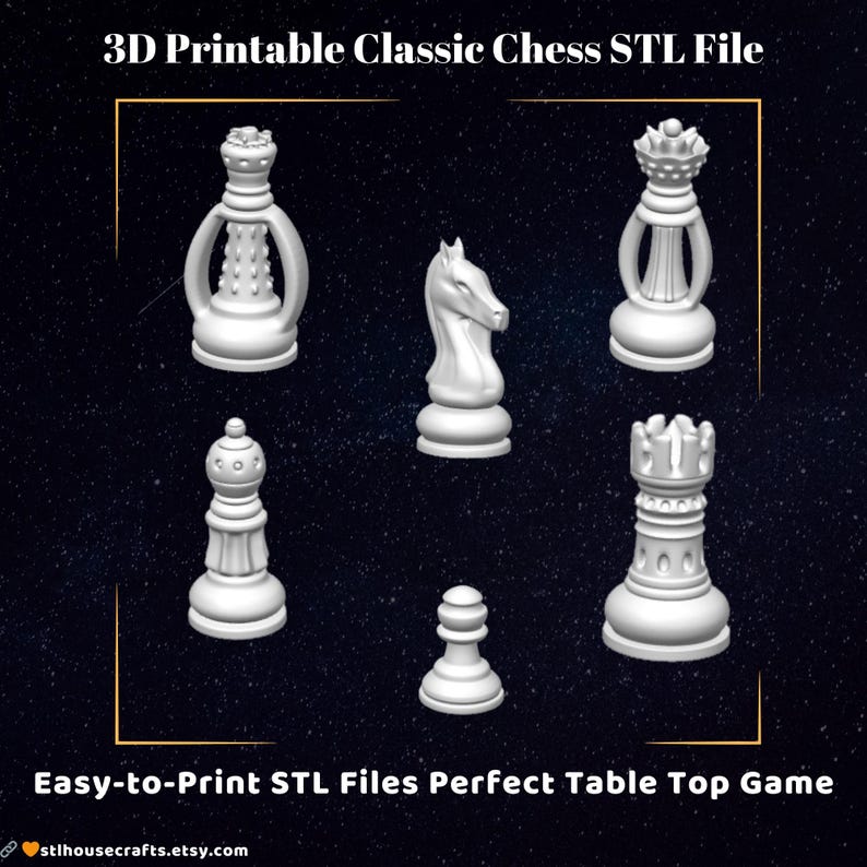 Classic Chess Set STL – Tournament Style 3D Print (digital Download) - Etsy