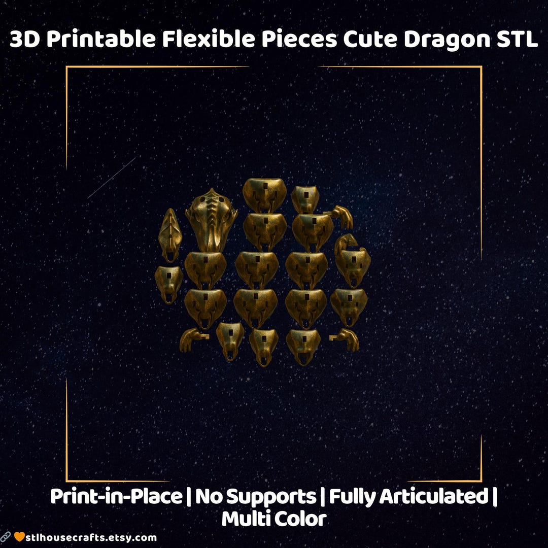 Articulated Dragon STL: Multi-color 3D Printable Model - No Supports - Etsy