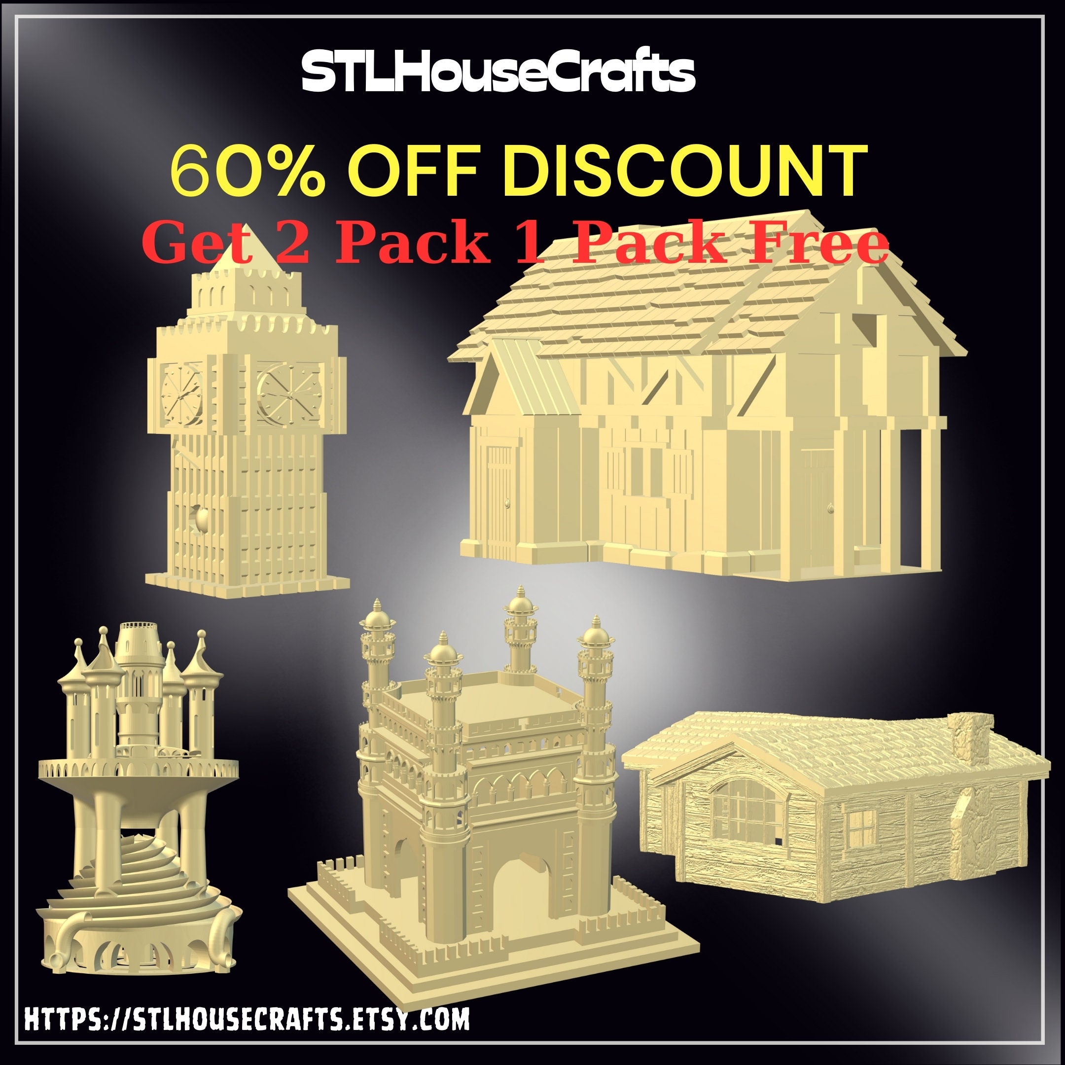 3D Buildings Castles Miniatures STL Bundle,ready to Print,castles ...