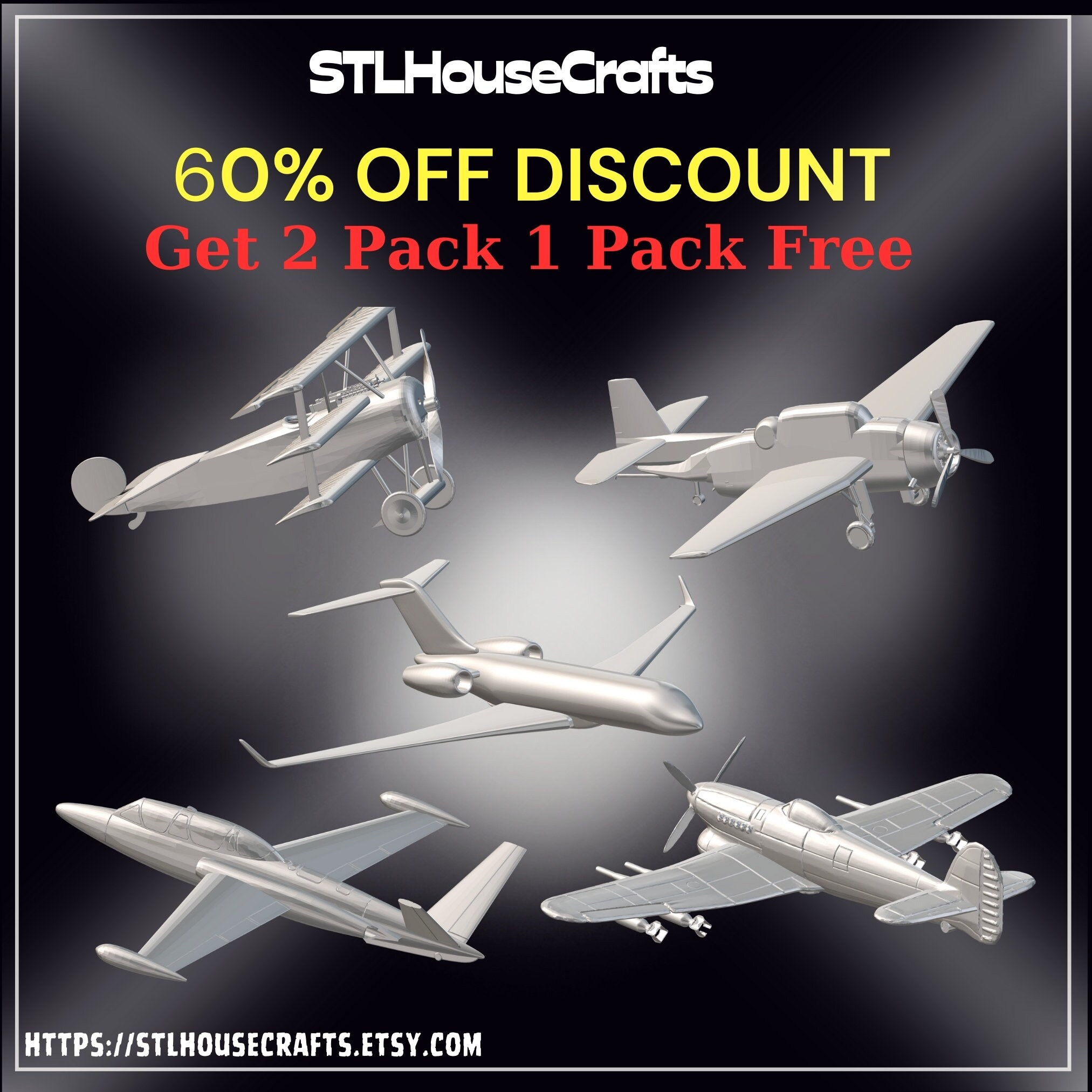 24 Different PNG-STL Aircraft-rockets-spaceship Plane Bundle Printable ...