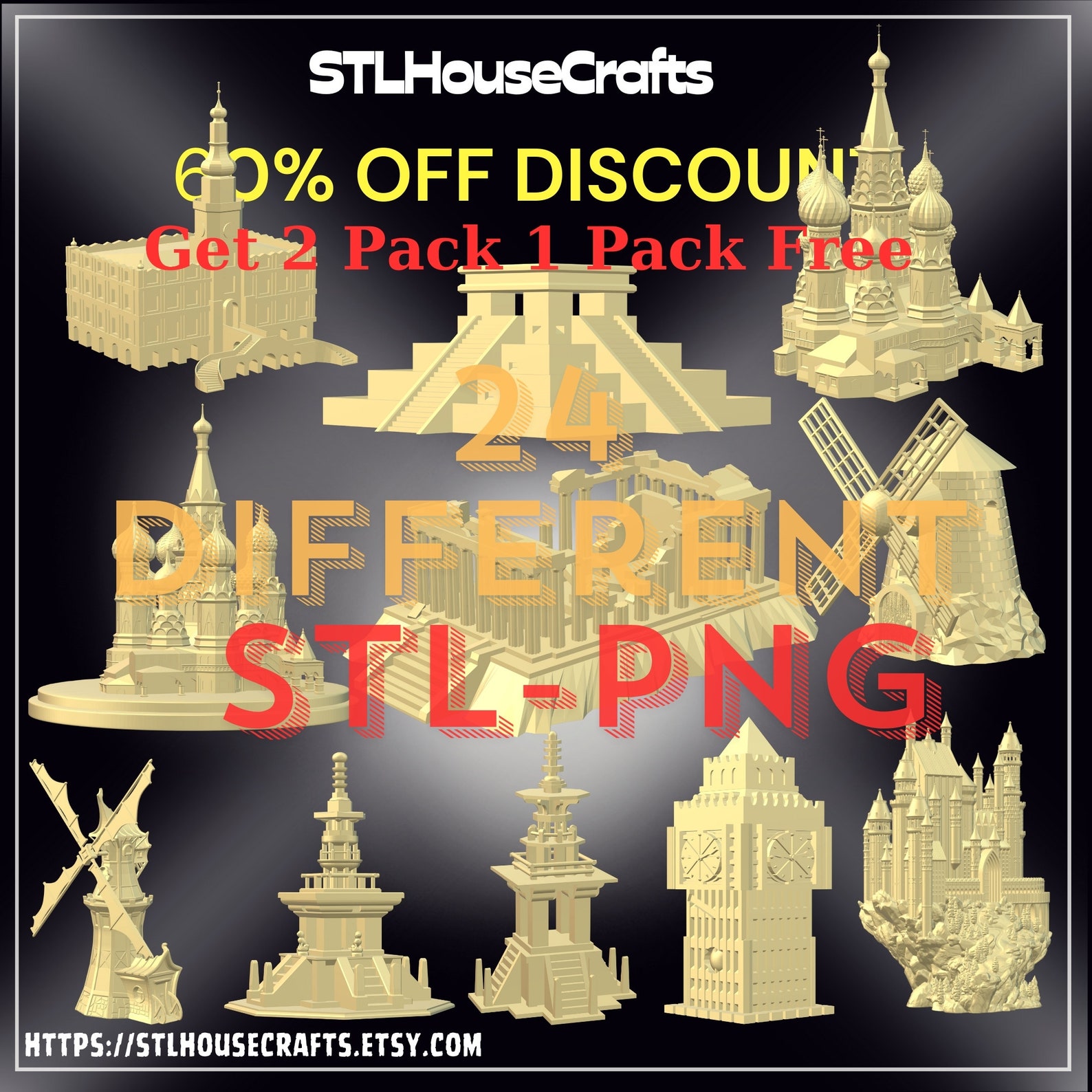 Architectural Miniatures STL Bundle: Castles, Stations, Buildings (3D ...