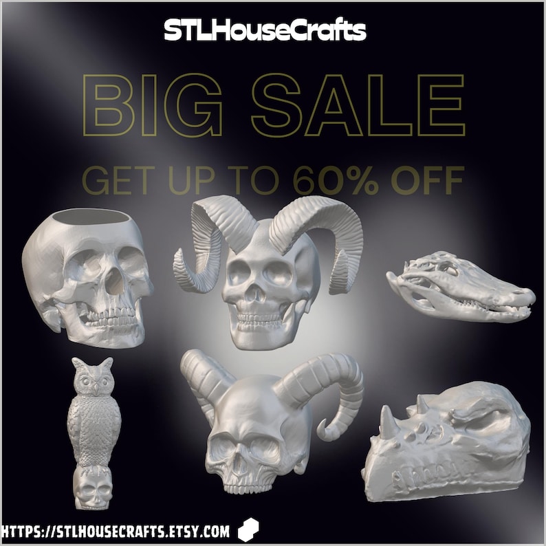 25 Different Skull Bundle Stl File High Detailed Skull for 3D Printing ...
