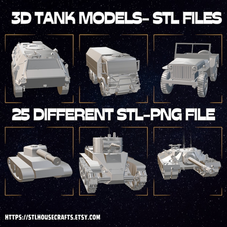 25 Different Military Model,3d STL File, Tank Pack of 25 STL,3D Printer ...