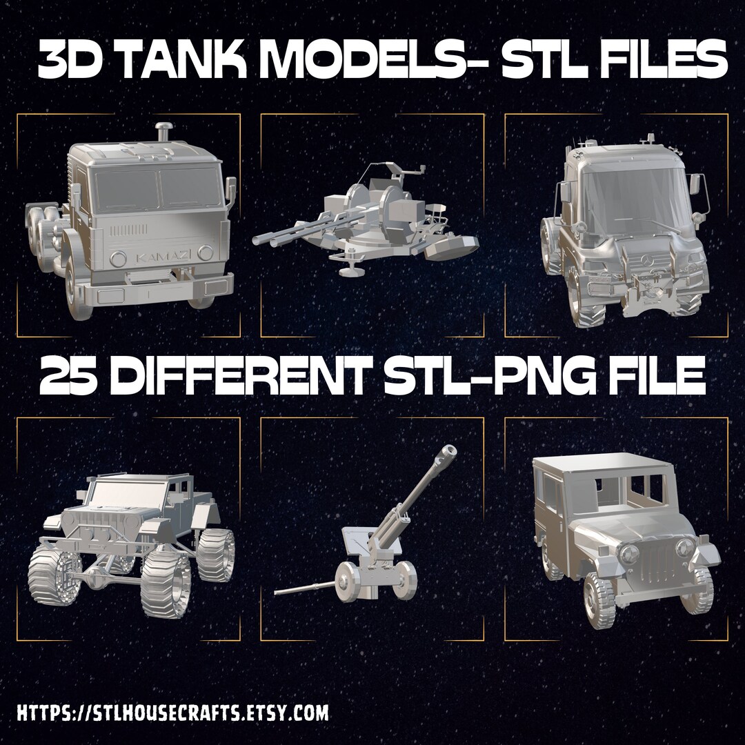 25 Different Military Model,3d STL File, Tank Pack of 25 STL,3D Printer ...