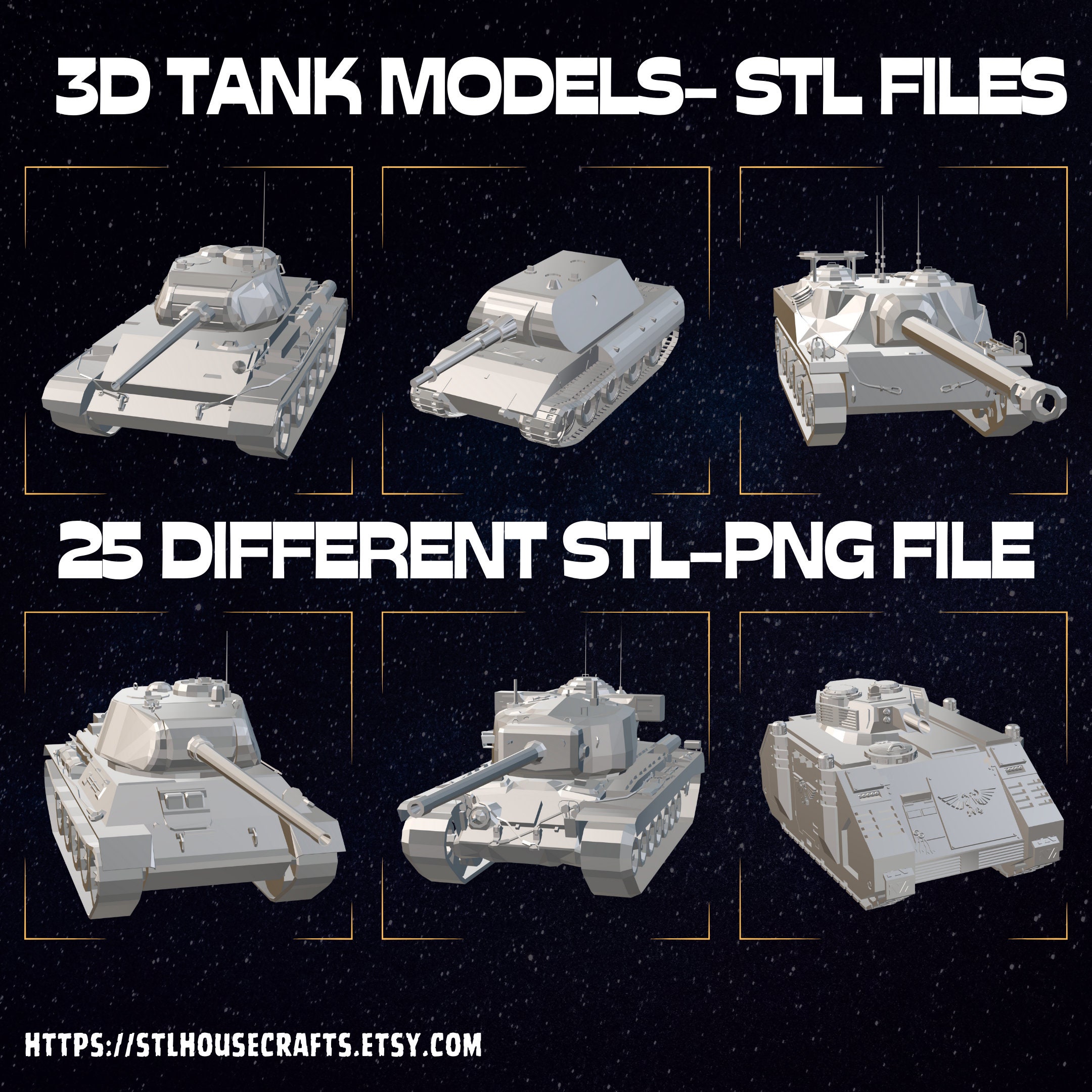 25 Tank STL Files Bundle: High Detail Military Vehicle Models (digital ...