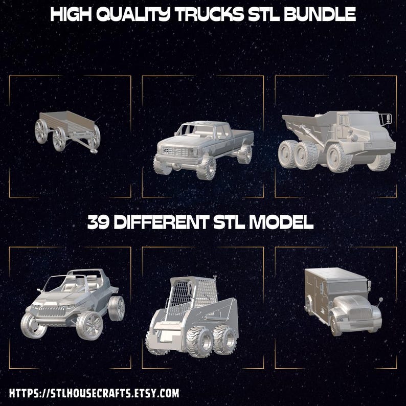 3D Printing Vehicle STL Bundle: 39 Car, Truck & Machine Models (digital ...