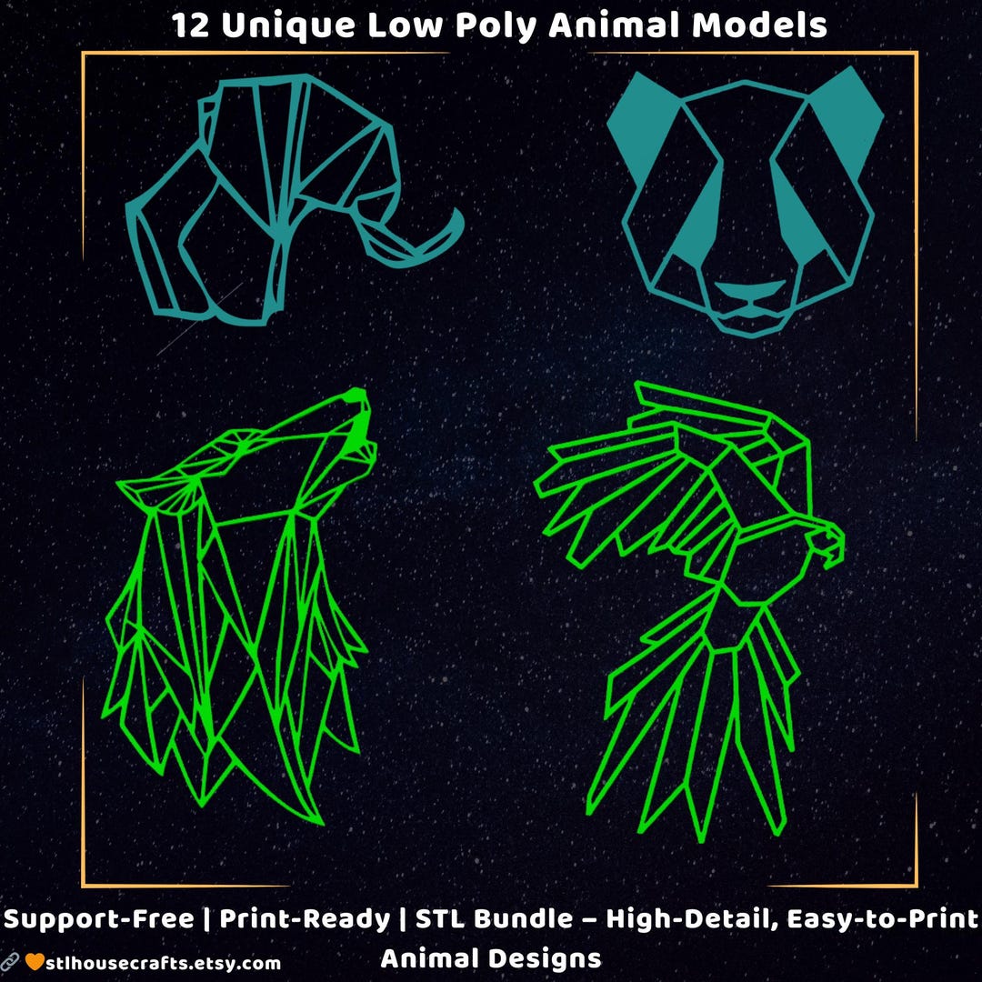 Low Poly Animal Head STL Bundle: 3D Print Models for Wall Art (PDF ...