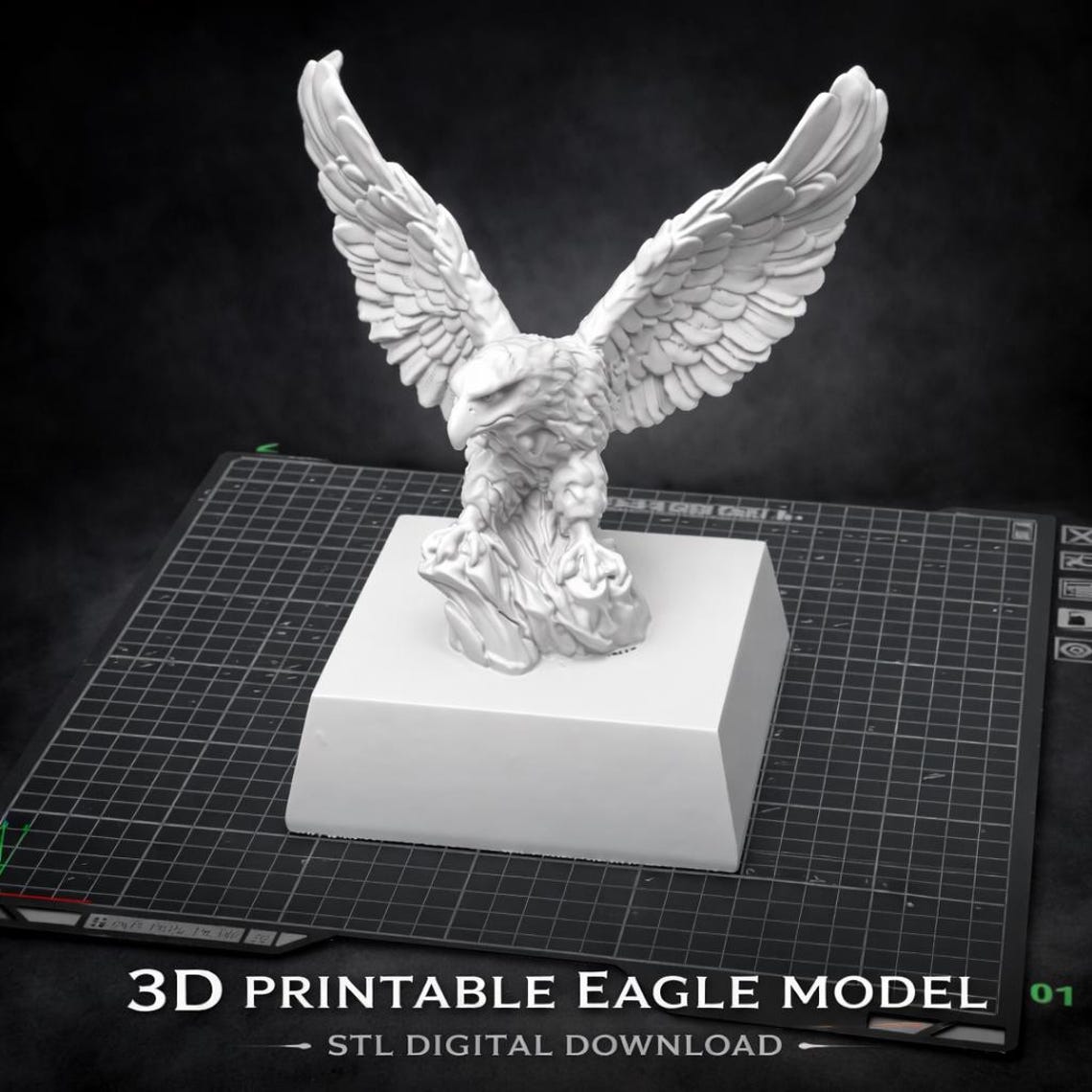 Eagle Statue STL – 3D Printable Bust Sculpture – Detailed Resin Model ...