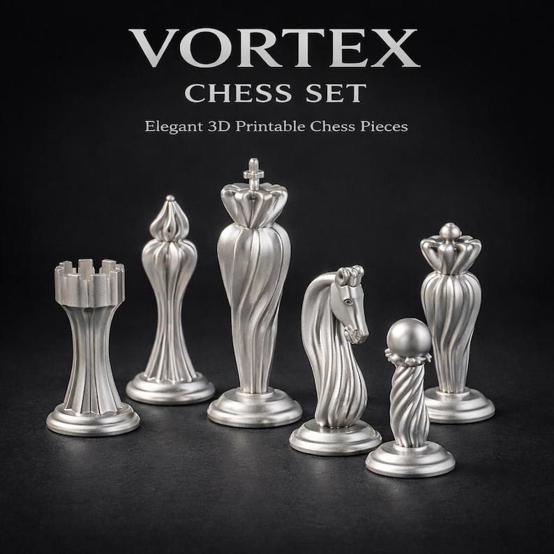 Vortex Chess Set STL – Modern Sculpted 3D Printable Game (instant ...