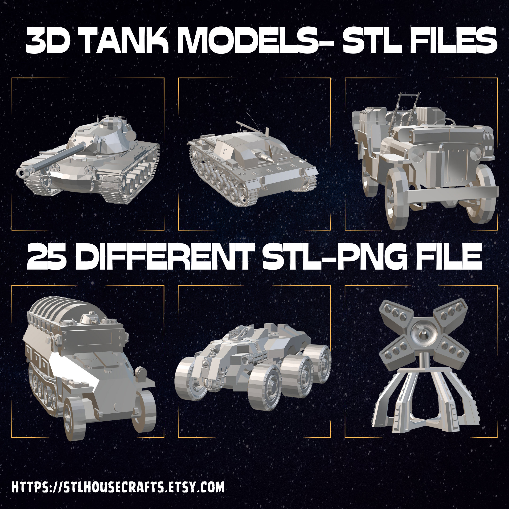 25 Military Vehicle STL Files: 3D Tank & Unimog Models (printable File ...