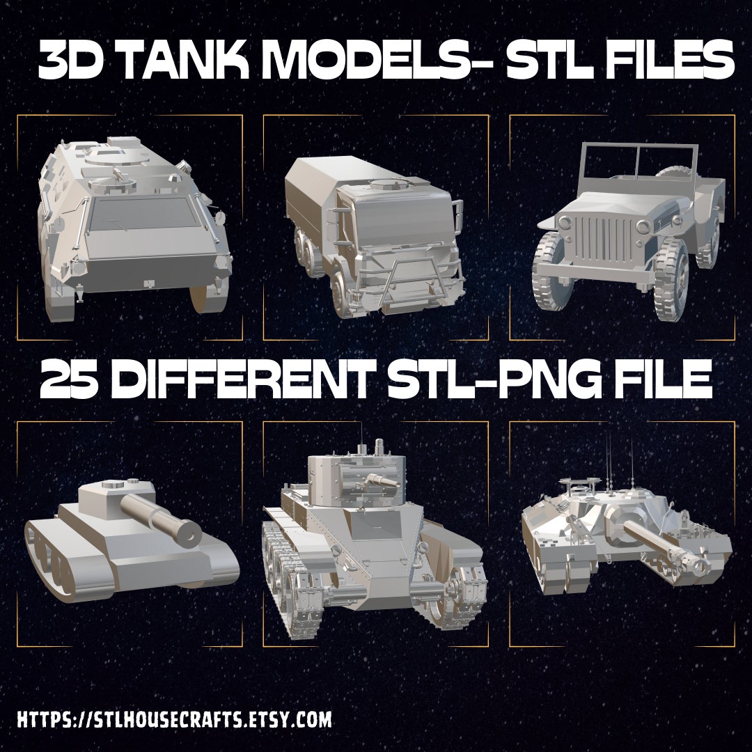 25 Military Vehicle STL Files: 3D Tank & Unimog Models (printable File ...