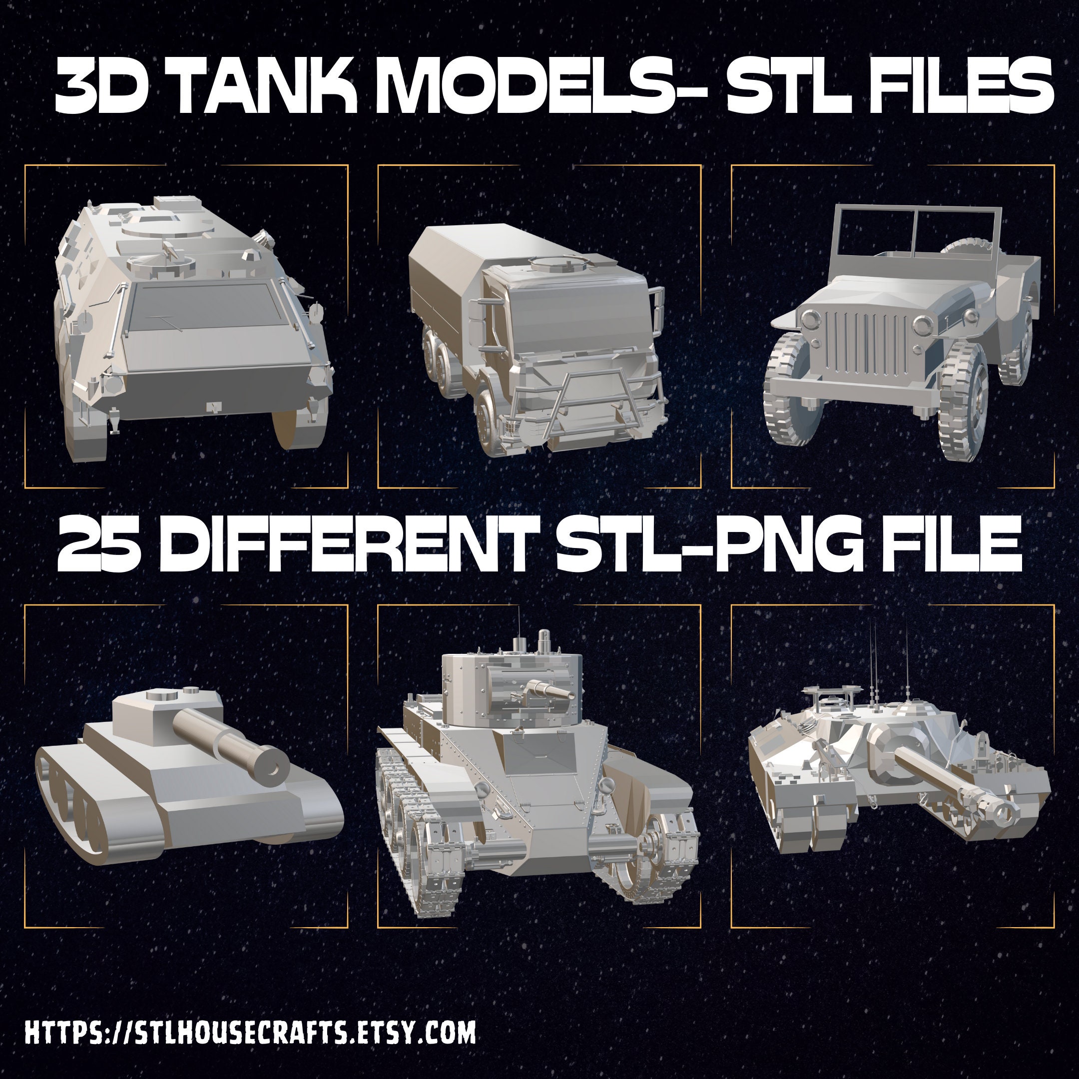 25 Military Vehicle STL Files: 3D Tank & Unimog Models (printable File ...